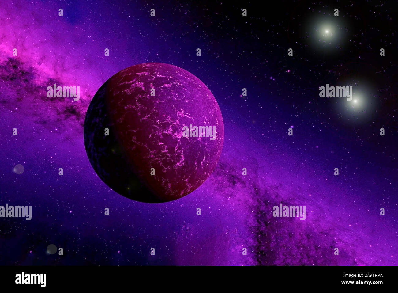 Fantastic planet in pink light. Elements of this image were furnished ...