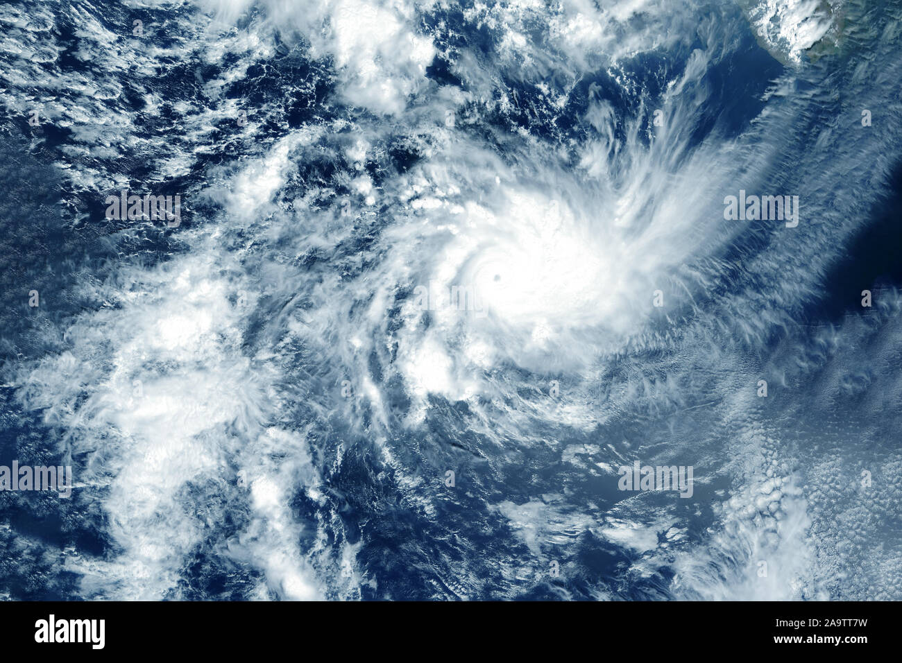 Typhoon from space near the coast. Elements of this image were ...