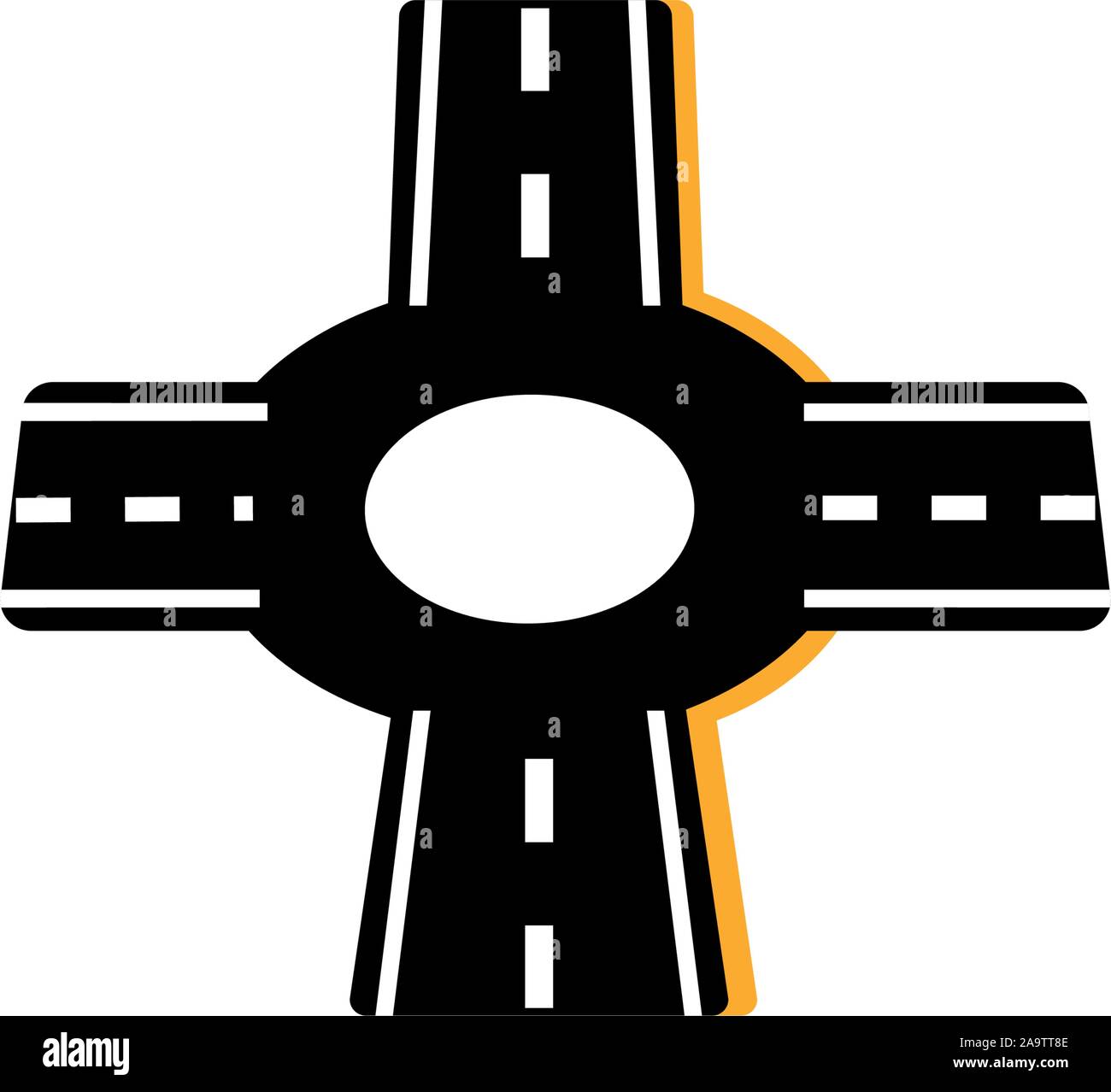 roundabout asphalt road flat image vector illustration Stock Vector ...