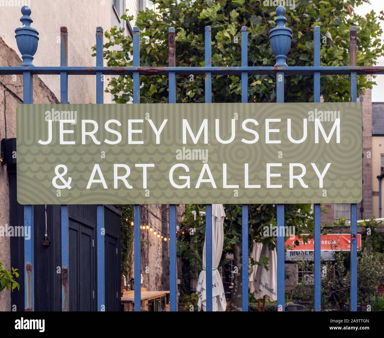 Jersey Museum & Art Gallery sign, St Helier, Jersey, Channel Islands ...