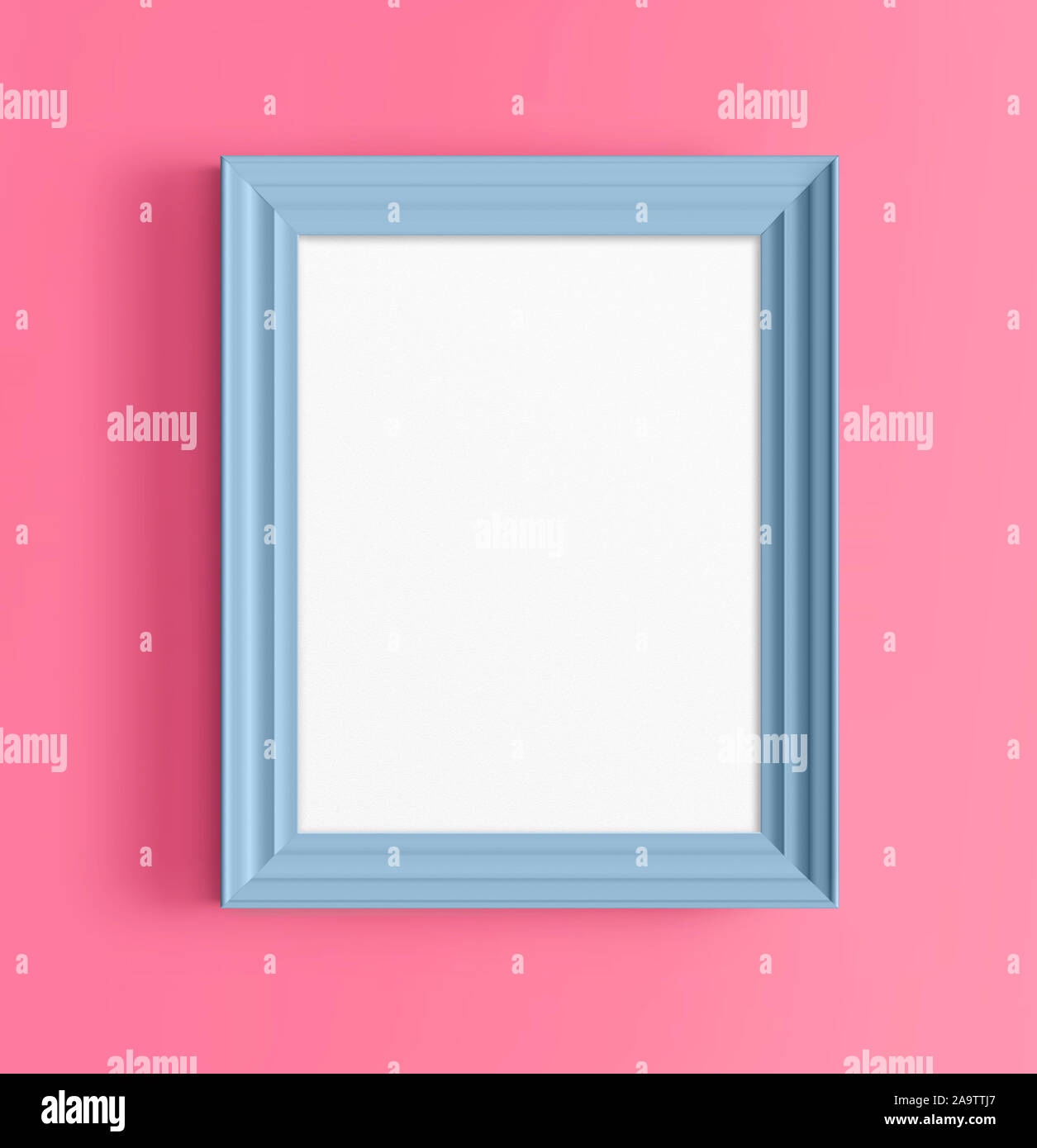blue photo frame on pink wall Stock Photo - Alamy