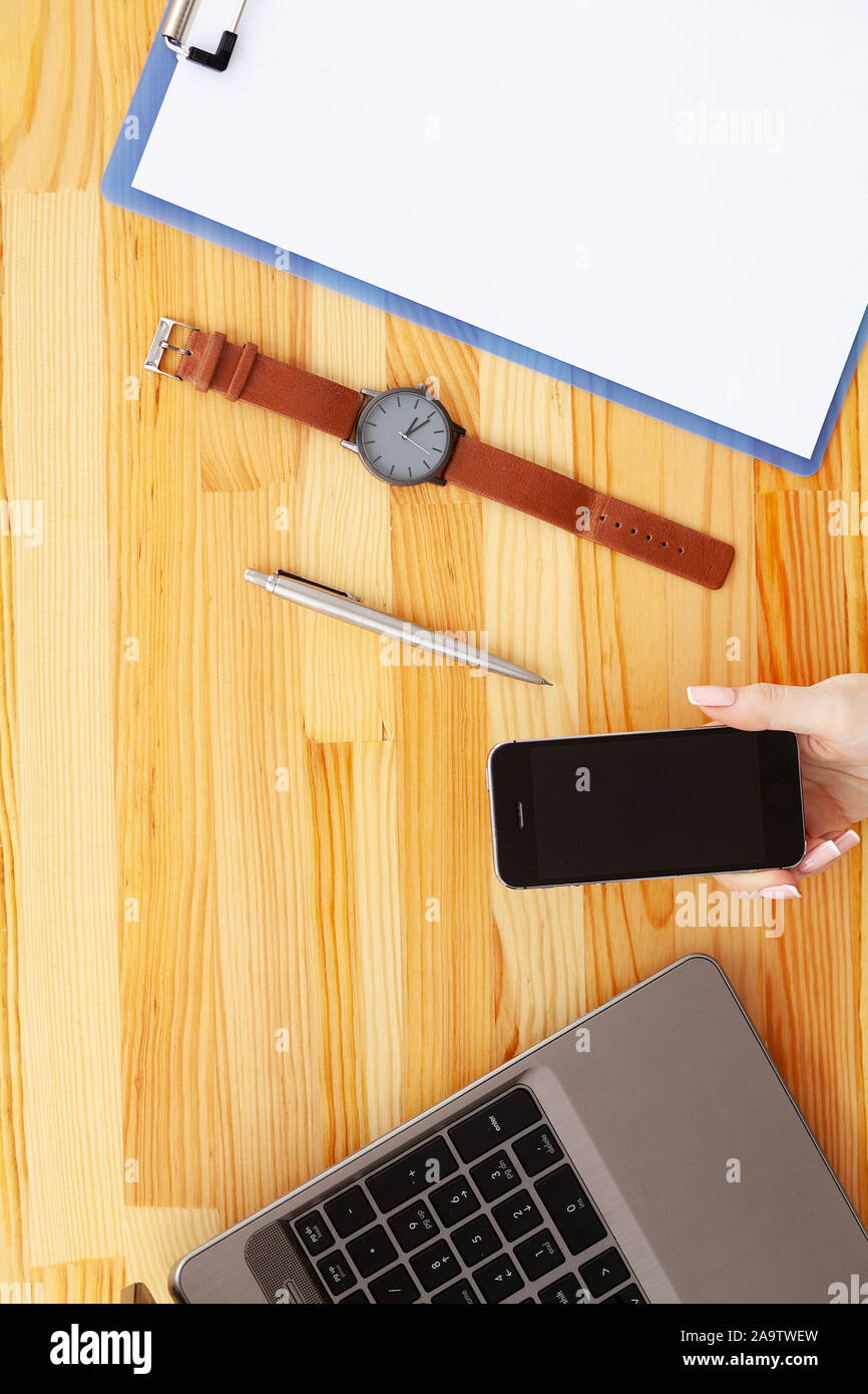 Contract. Blank of paper is on a wooden desk. Blank a4 paper is in the ...