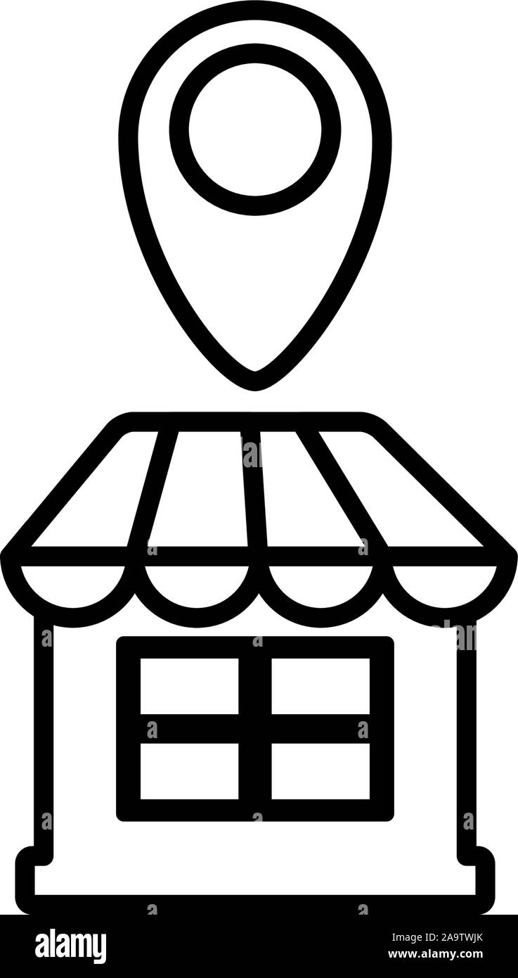 market pin map commerce shopping line image icon illustration Stock ...