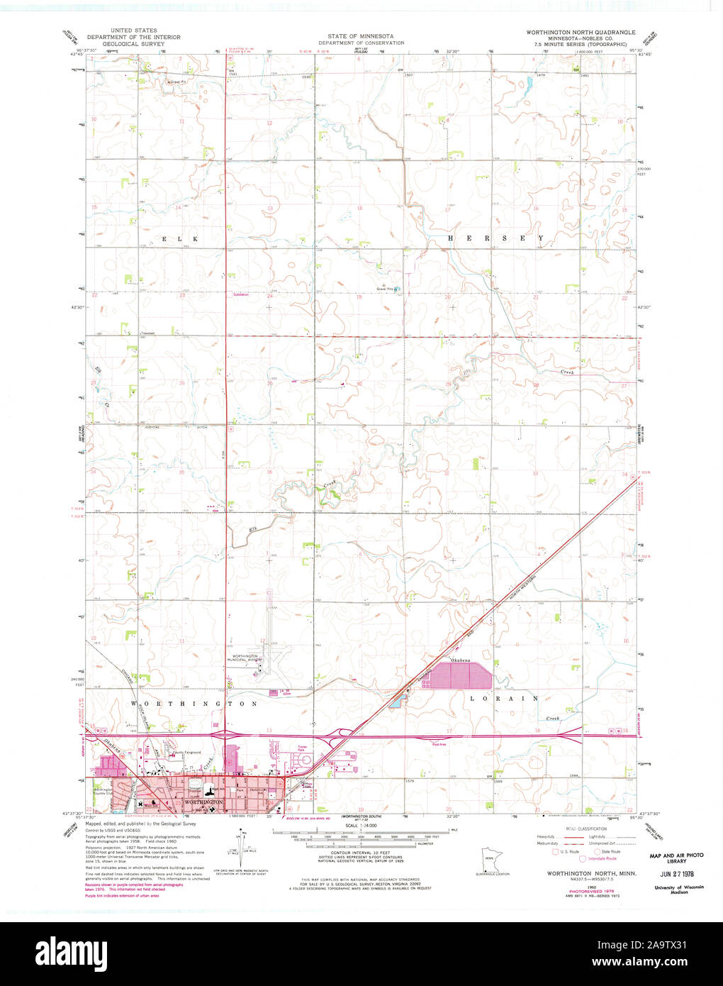 Map of worthington minnesota hi-res stock photography and images - Alamy