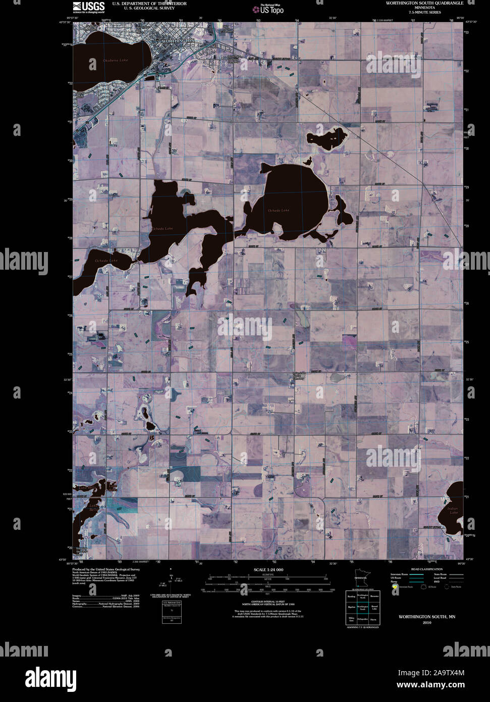 Map of worthington minnesota hi-res stock photography and images - Alamy