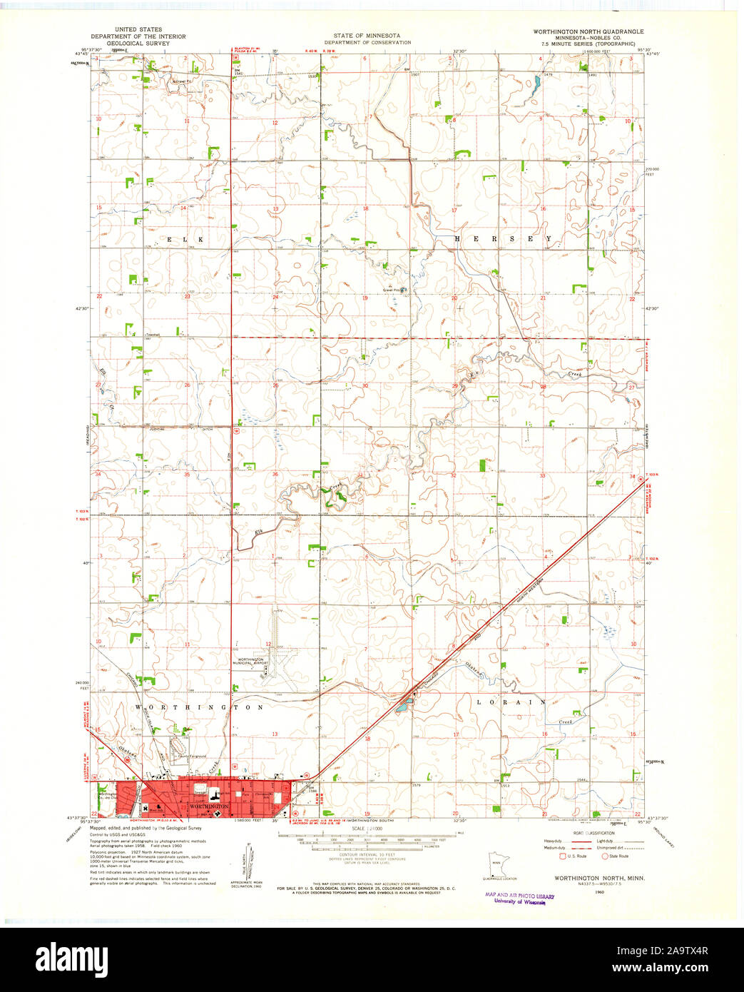 Map of worthington minnesota hi-res stock photography and images - Alamy