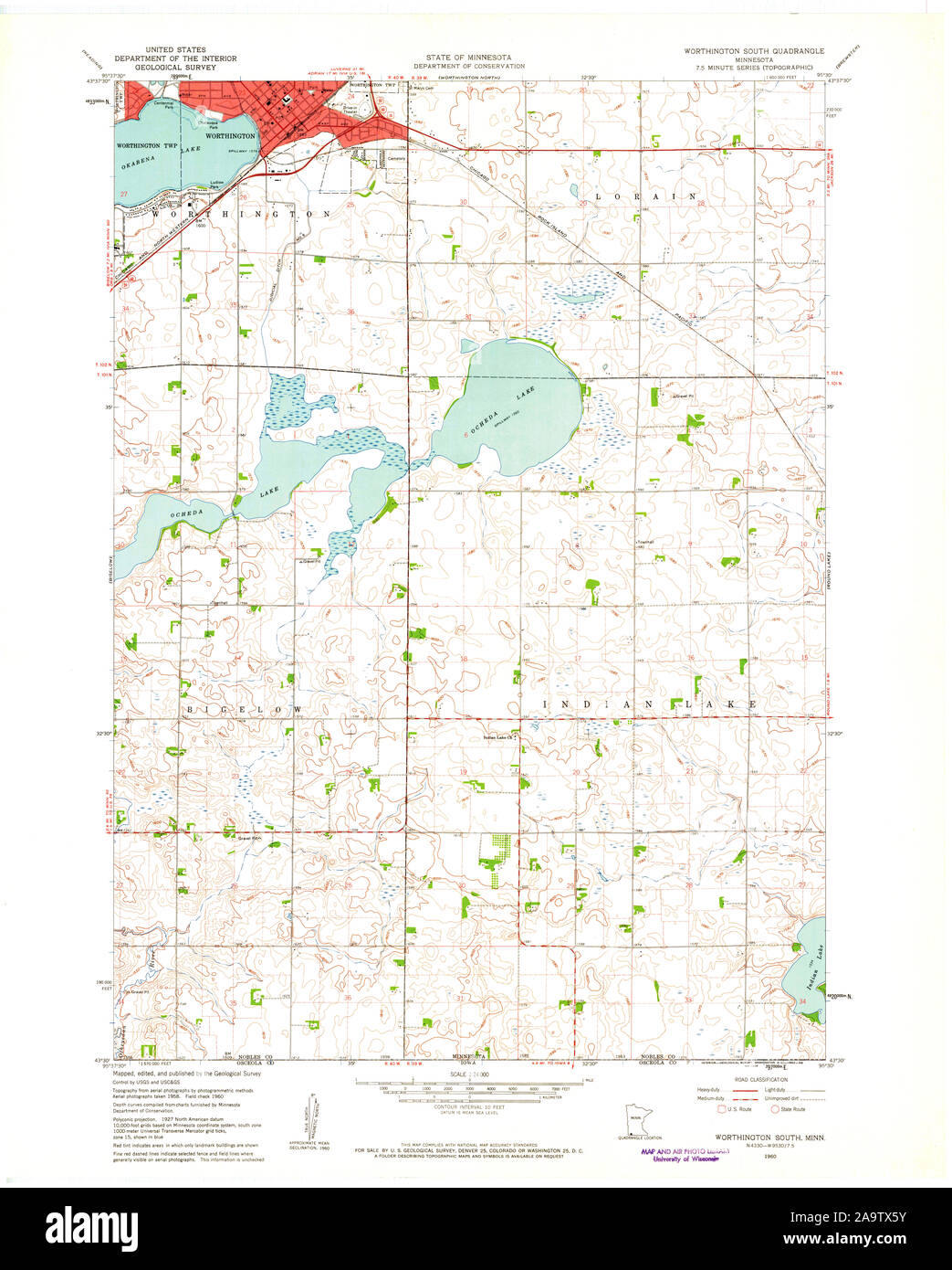 Map of worthington minnesota hi-res stock photography and images - Alamy