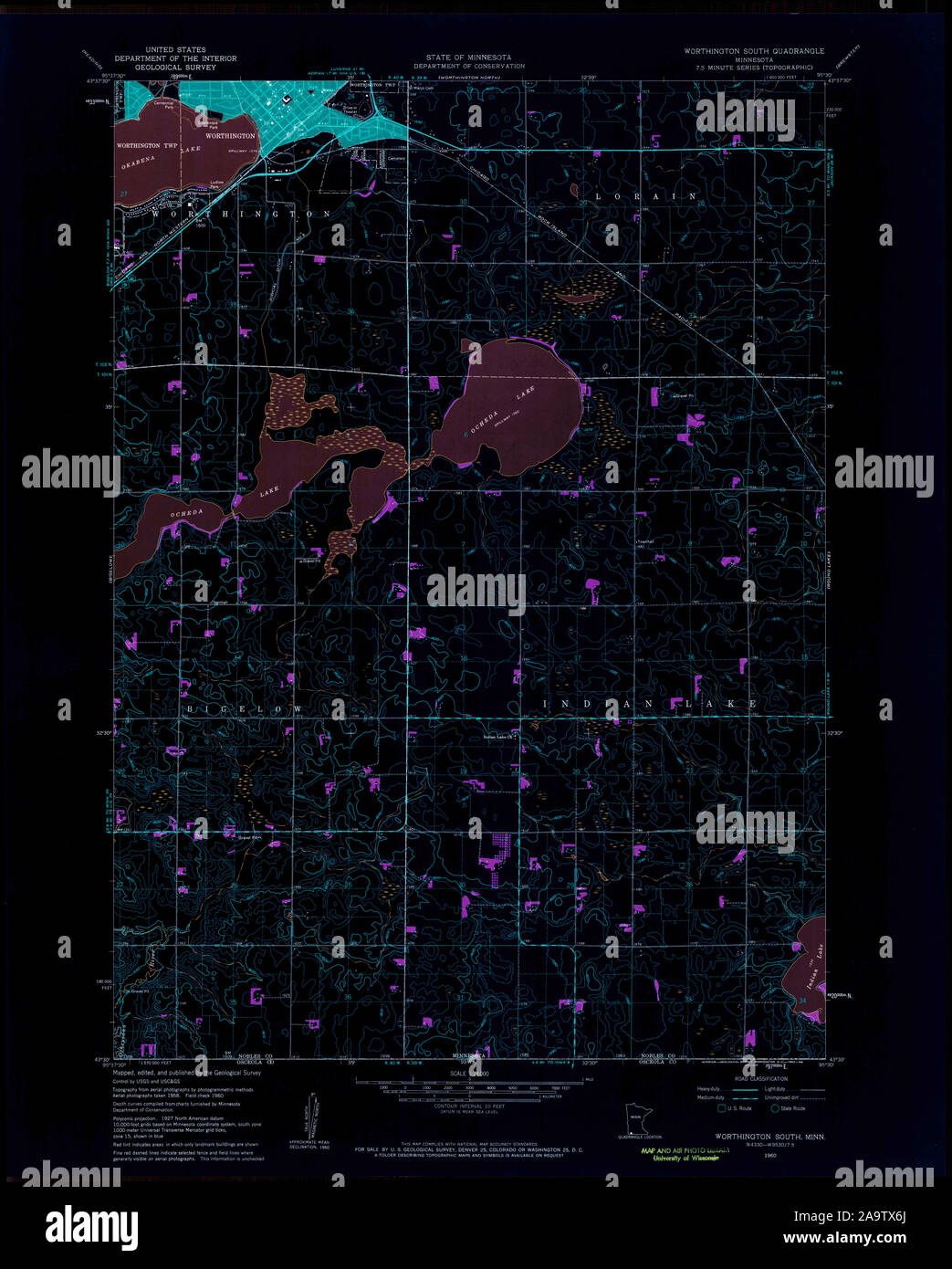 Map of worthington minnesota hi-res stock photography and images - Alamy