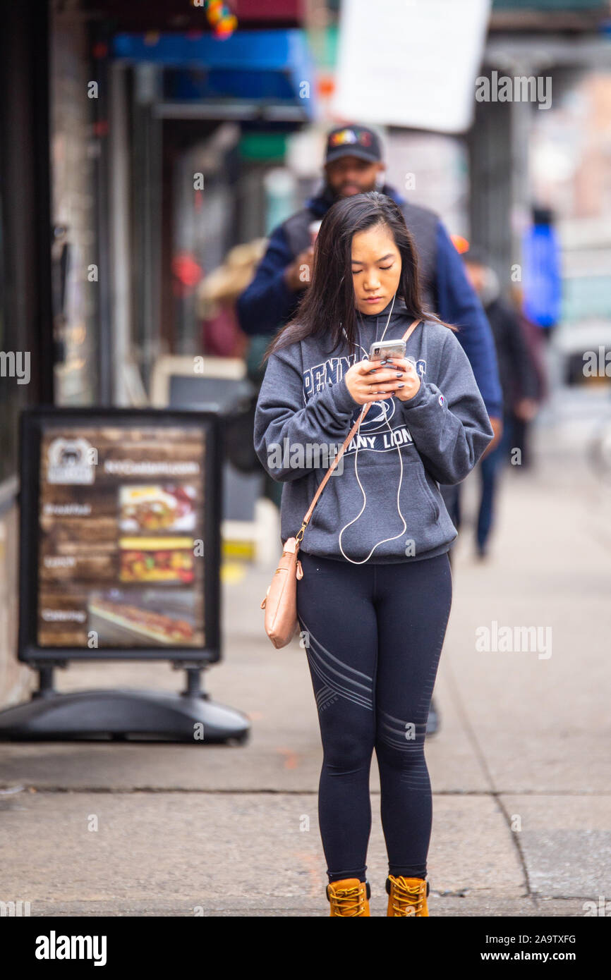 NEW YORK CITY - DECEMBER 14, 2018: City life Street scene with people ...