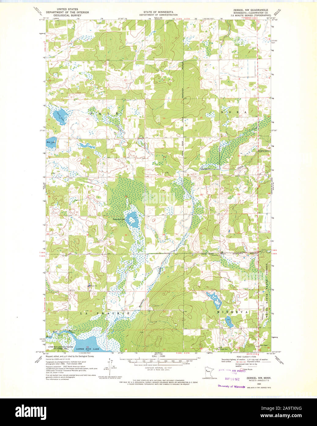 USGS TOPO Map MInnesota MN Zerkel NW 506273 1969 24000 Restoration ...