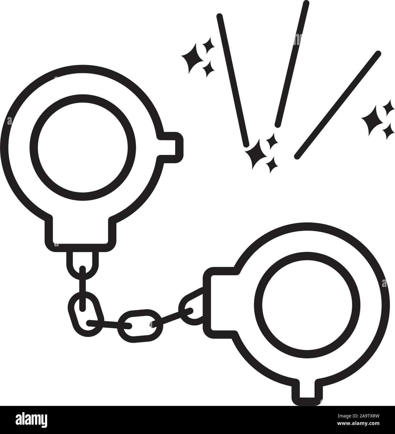 trick handcuffs imagination mystery magic line style icon illustration ...