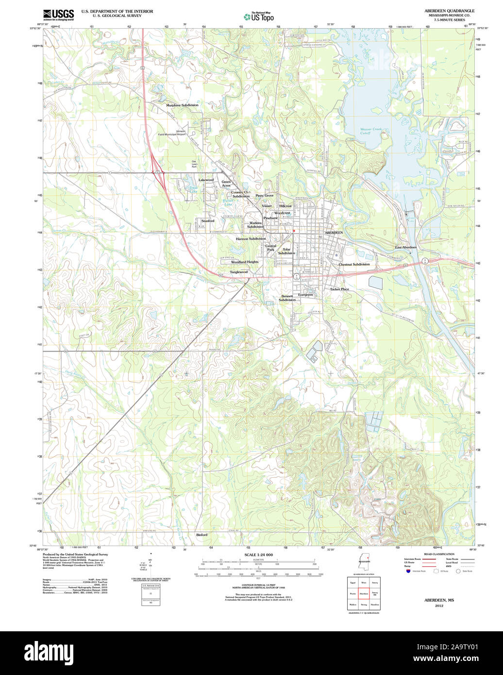 Map of aberdeen mississippi Cut Out Stock Images & Pictures - Alamy