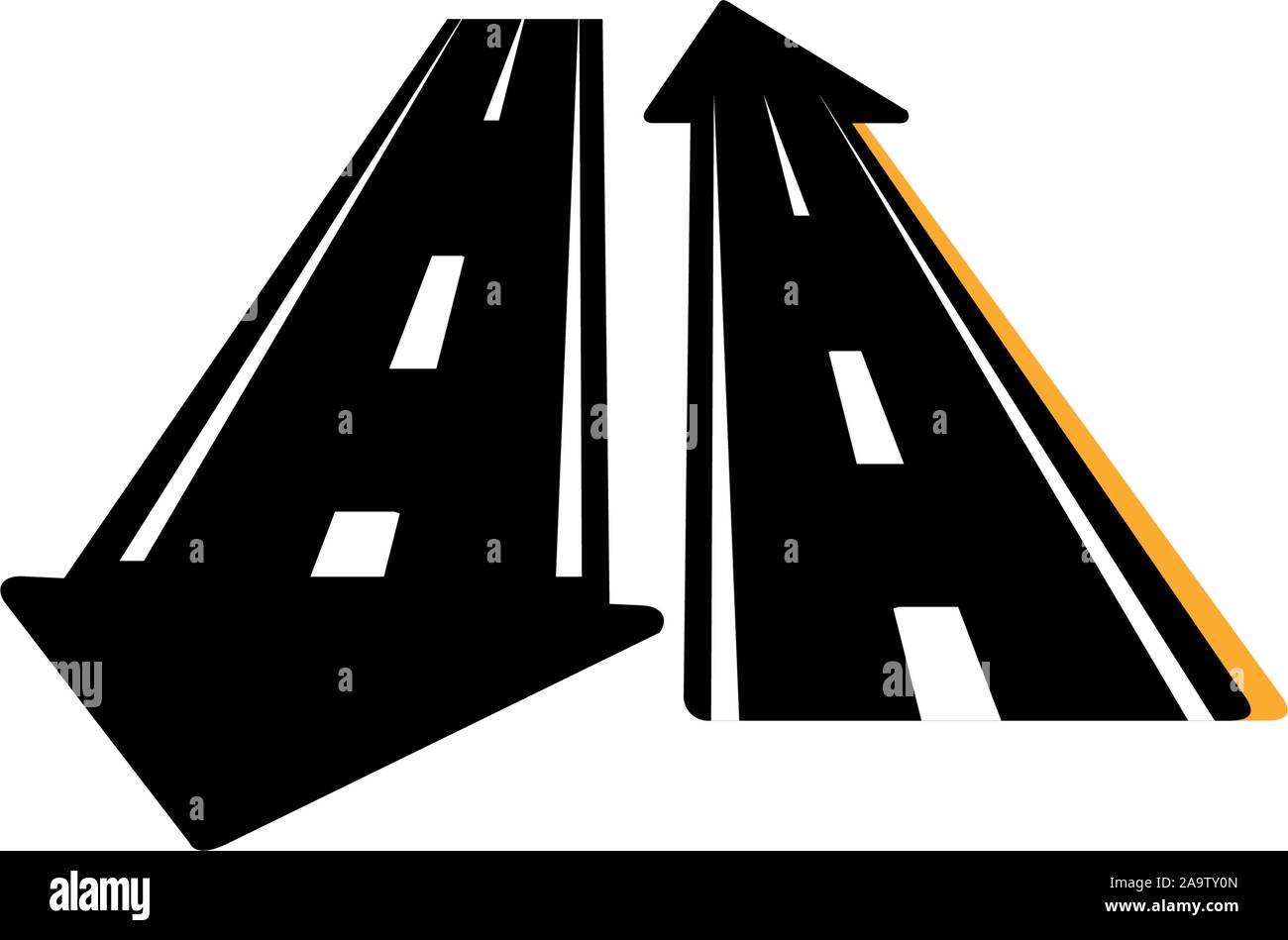 two way asphalt road flat image vector illustration Stock Vector Image ...