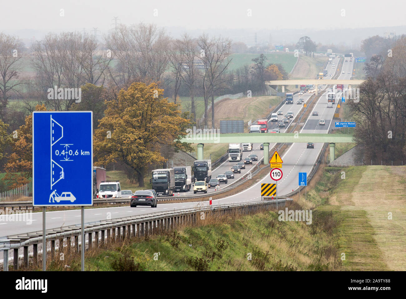 Legnickie Pole, Poland. 15th Nov, 2019. Vehicles seen on the A4 route ...