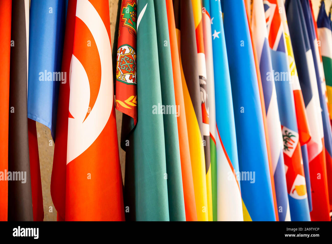 Some world national flags shot from an angle Stock Photo - Alamy