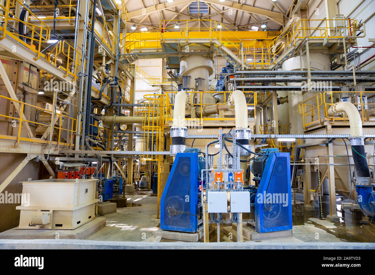 Gold mine processing plant equipment is seen from the inside Stock ...