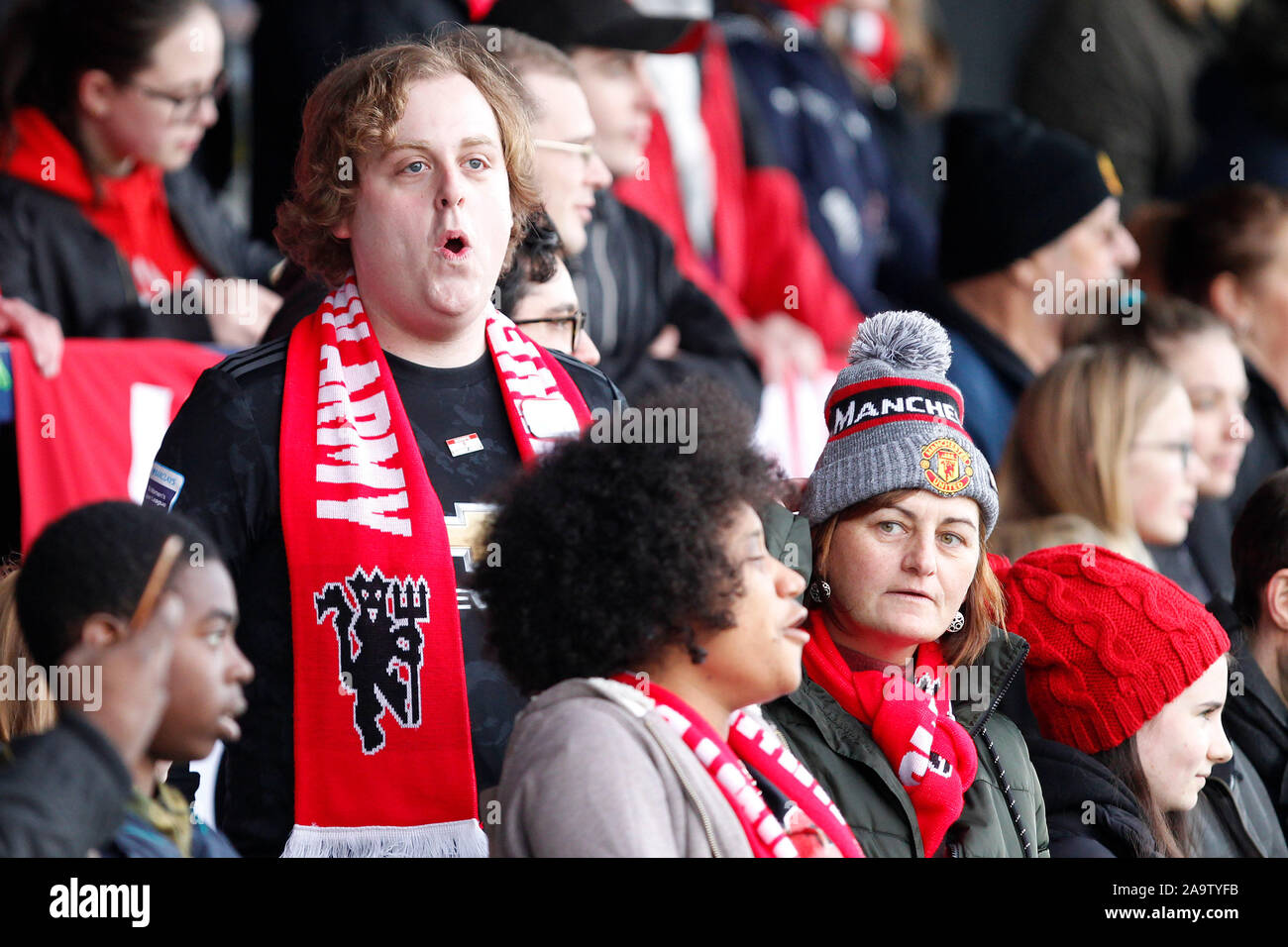 Kingston, UK. 17th Nov, 2019. Manchester United Women fans in full ...