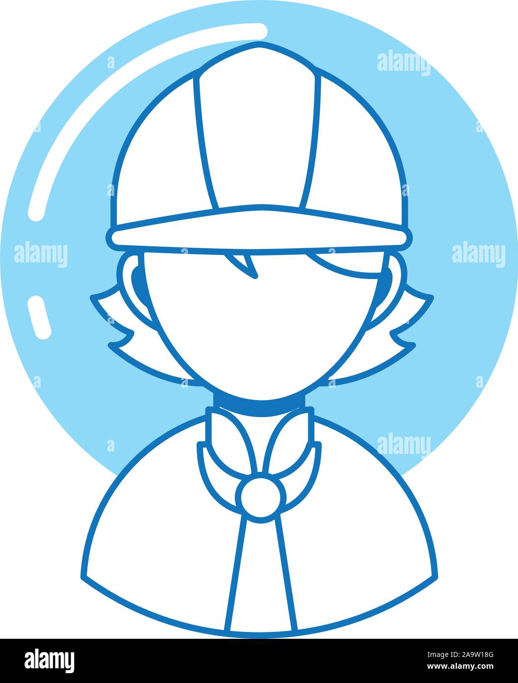 man worker professional , person line fill vector illustration blue ...