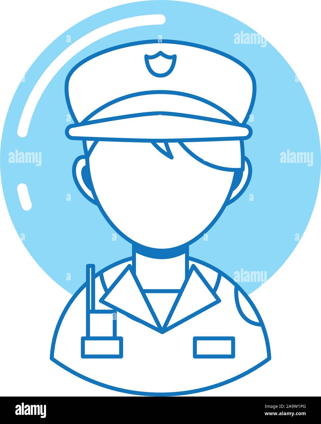 policeman professional , person line fill vector illustration blue ...