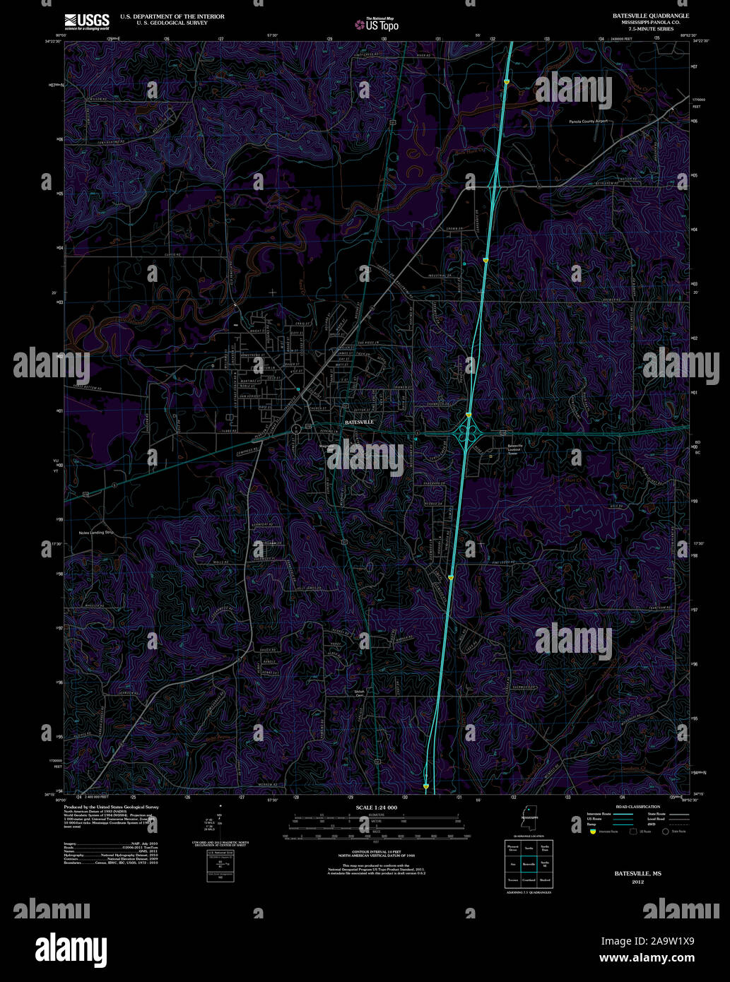 Map of batesville mississippi hi-res stock photography and images - Alamy