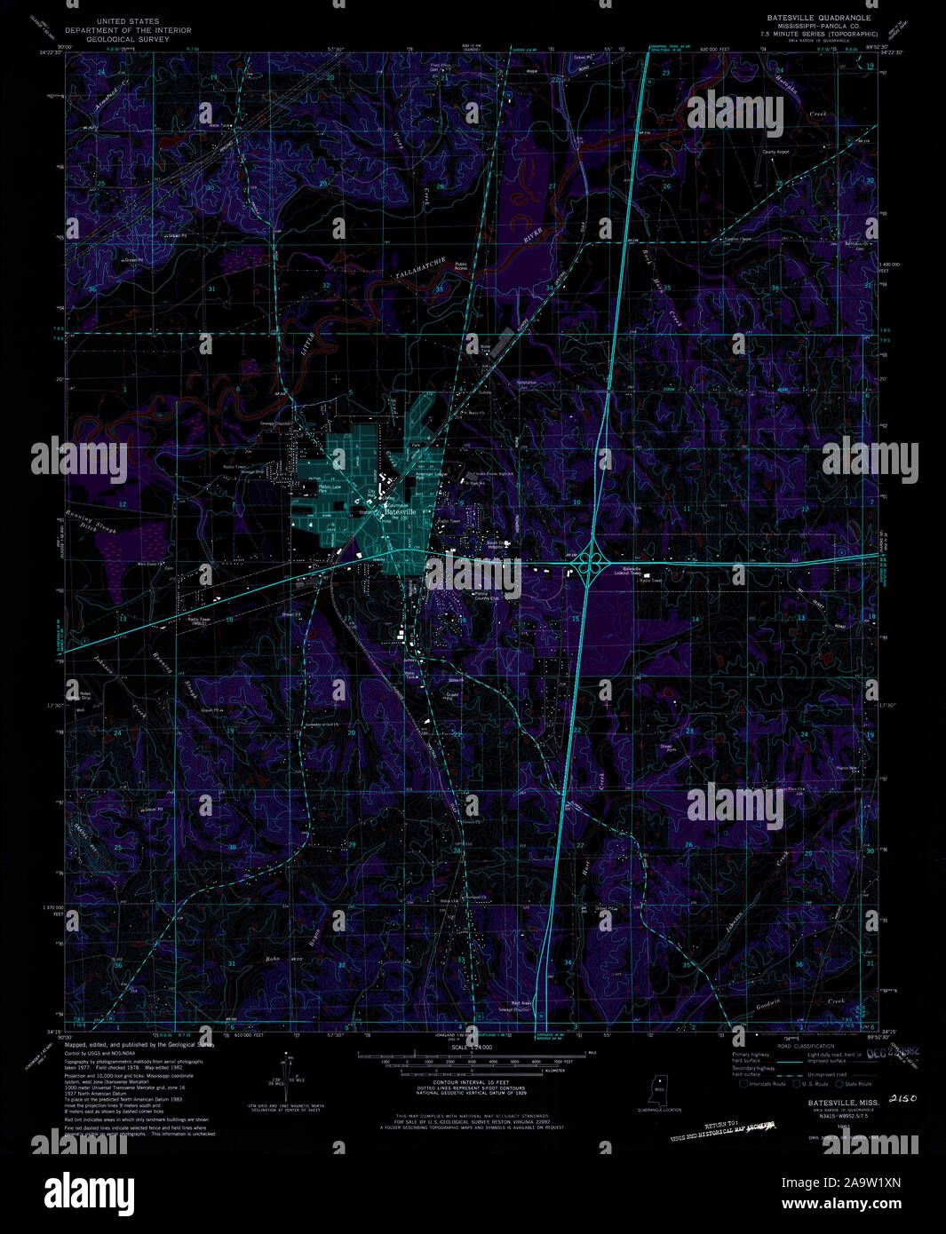 Map of batesville mississippi hi-res stock photography and images - Alamy