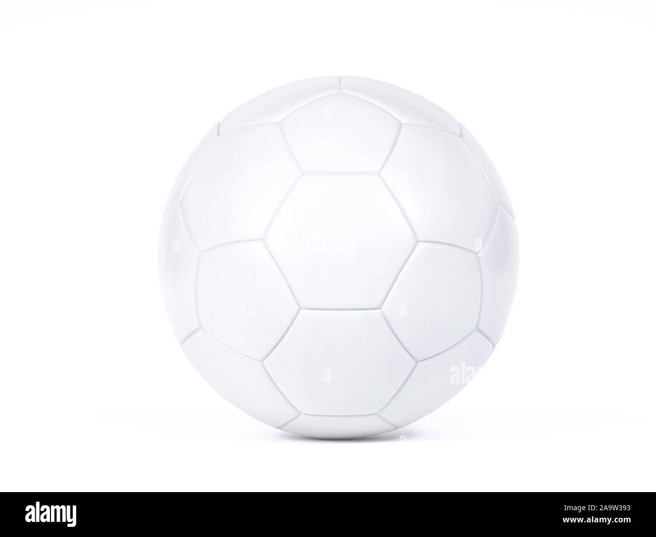 Isolated white football or soccer ball centered on a white background ...