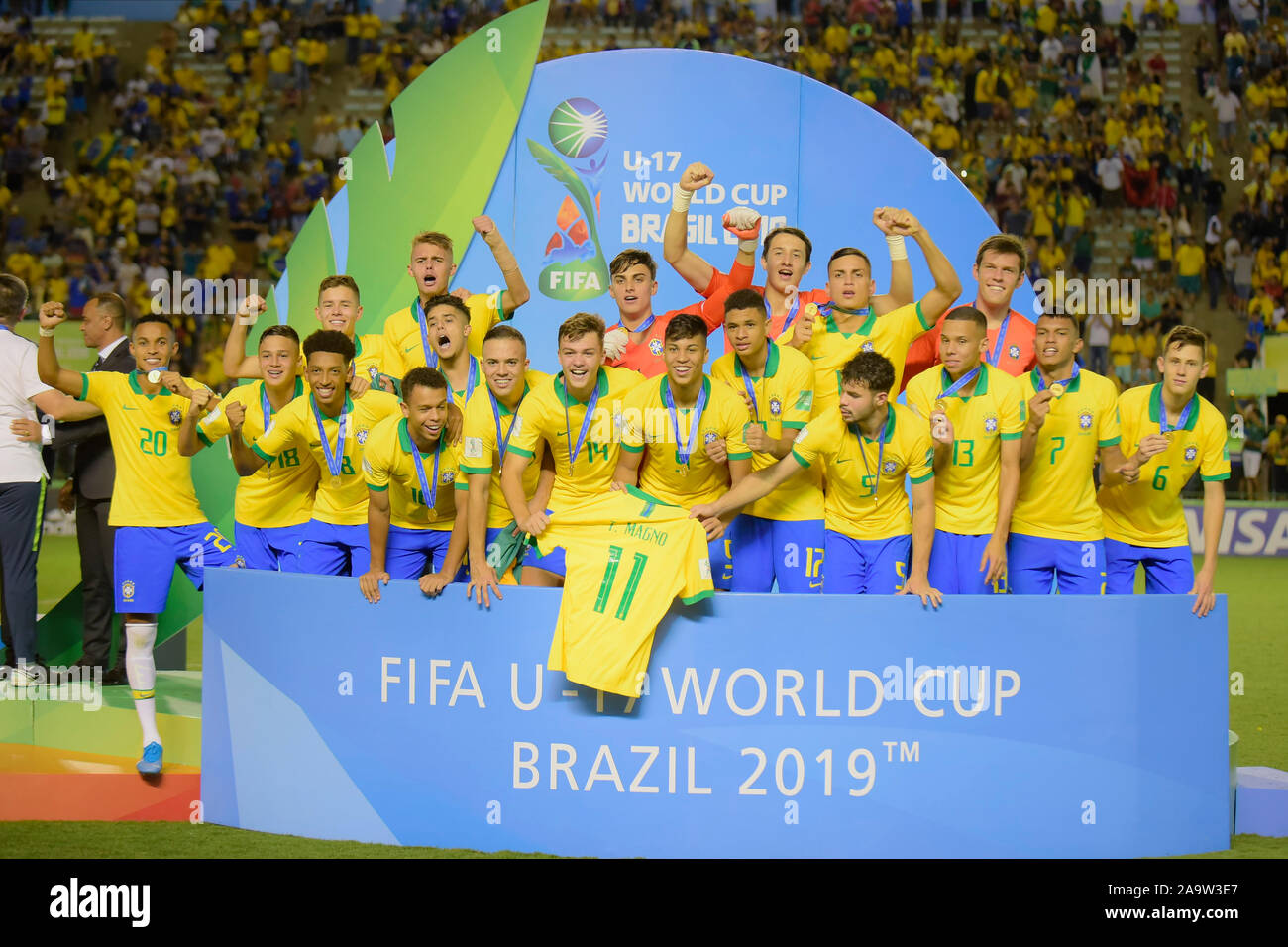 Brasilia, Brazil. 17th Nov, 2019. Brazilian team celebrates victory ...