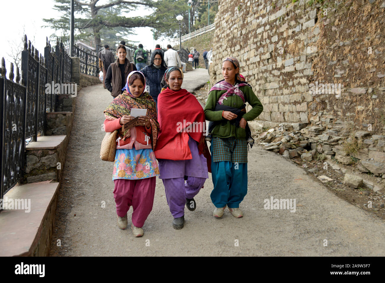 Groups of ladies walking on the streets of Shimla wearing the ...