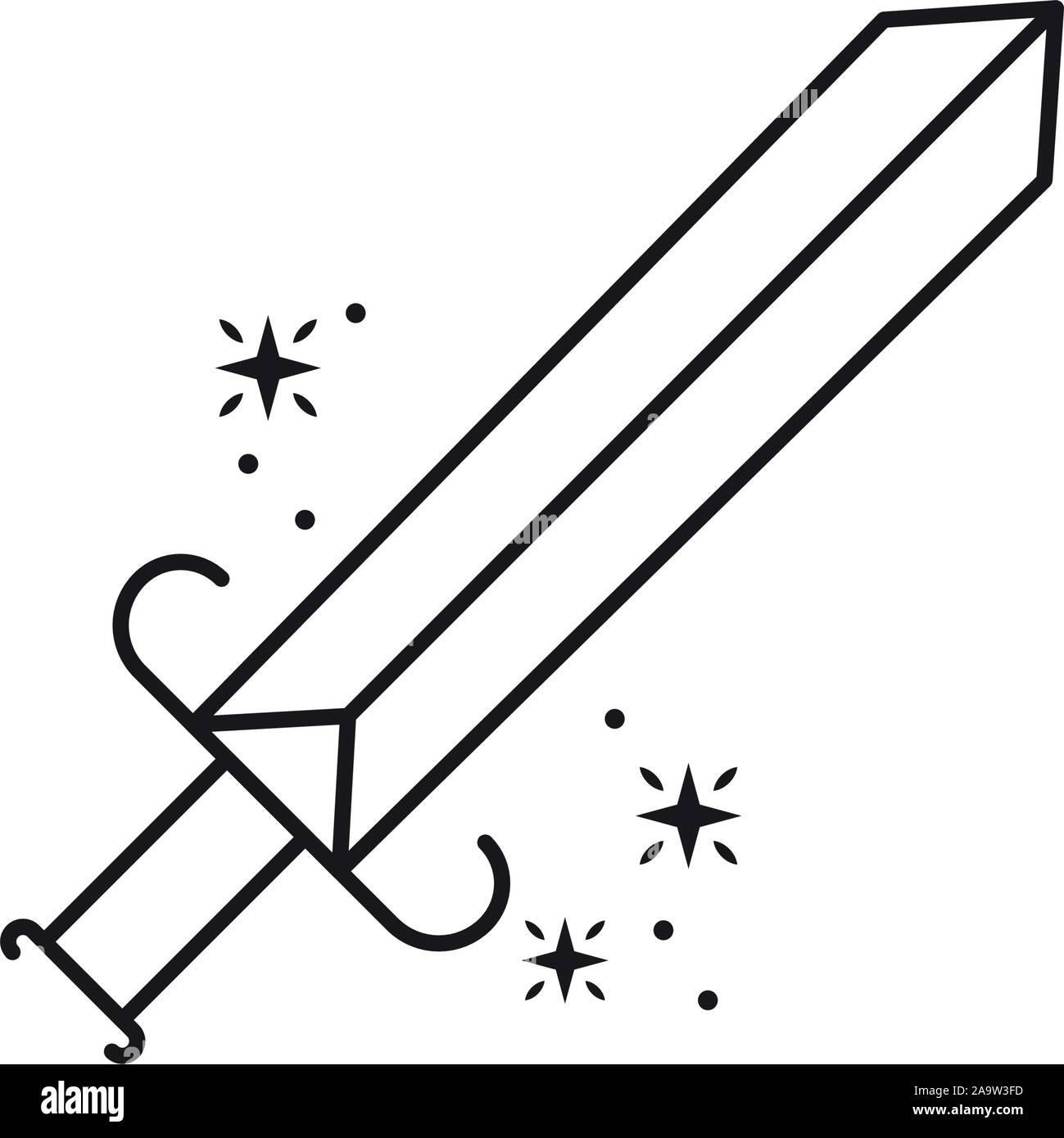 sword weapon fantasy line design vector illustration Stock Vector Image ...