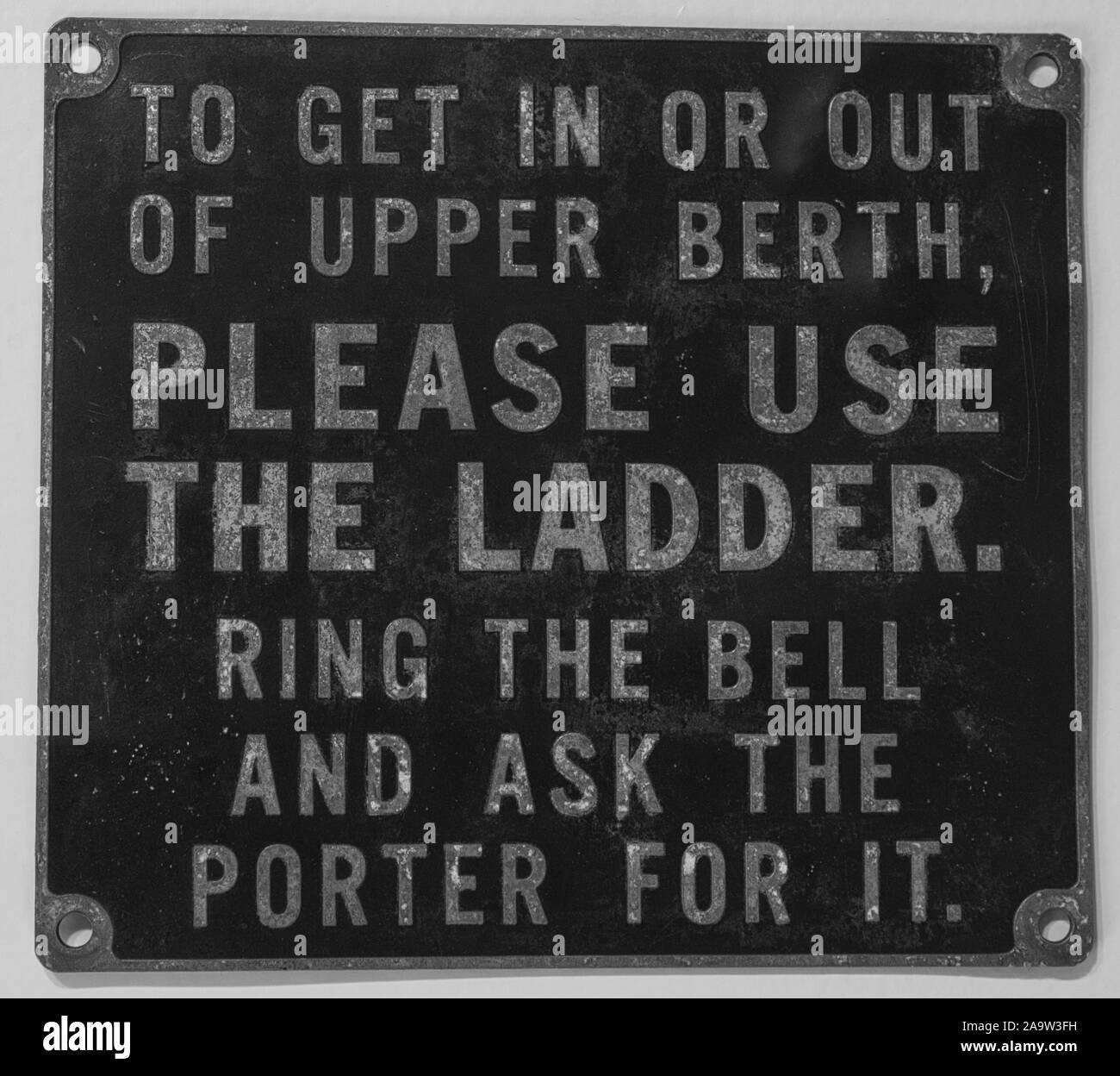 Vintage sign in a Pullman sleeper railroad car Stock Photo - Alamy