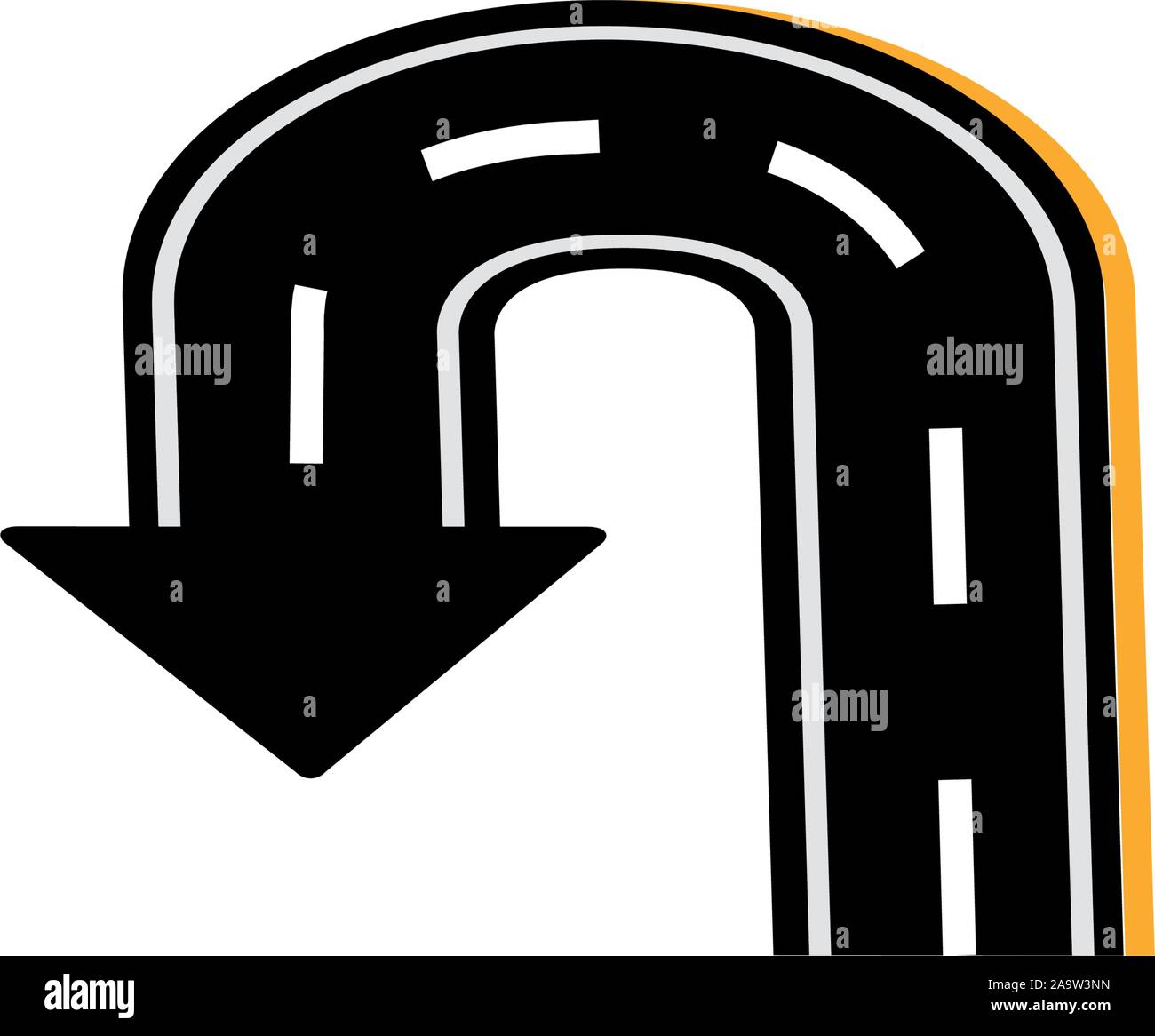 u turn asphalt road flat image vector illustration Stock Vector Image ...