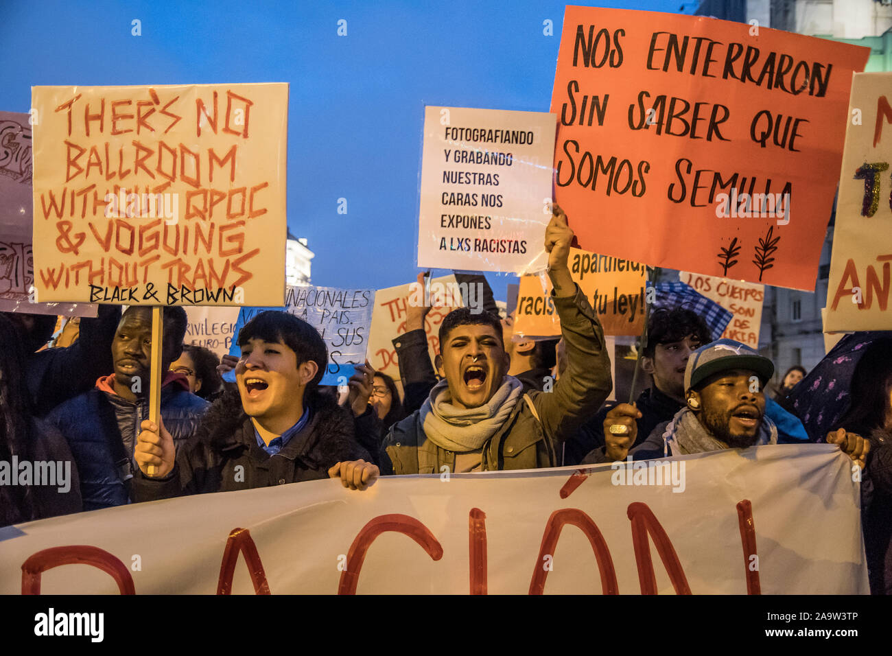 Madrid anti racist assembly hi-res stock photography and images - Alamy