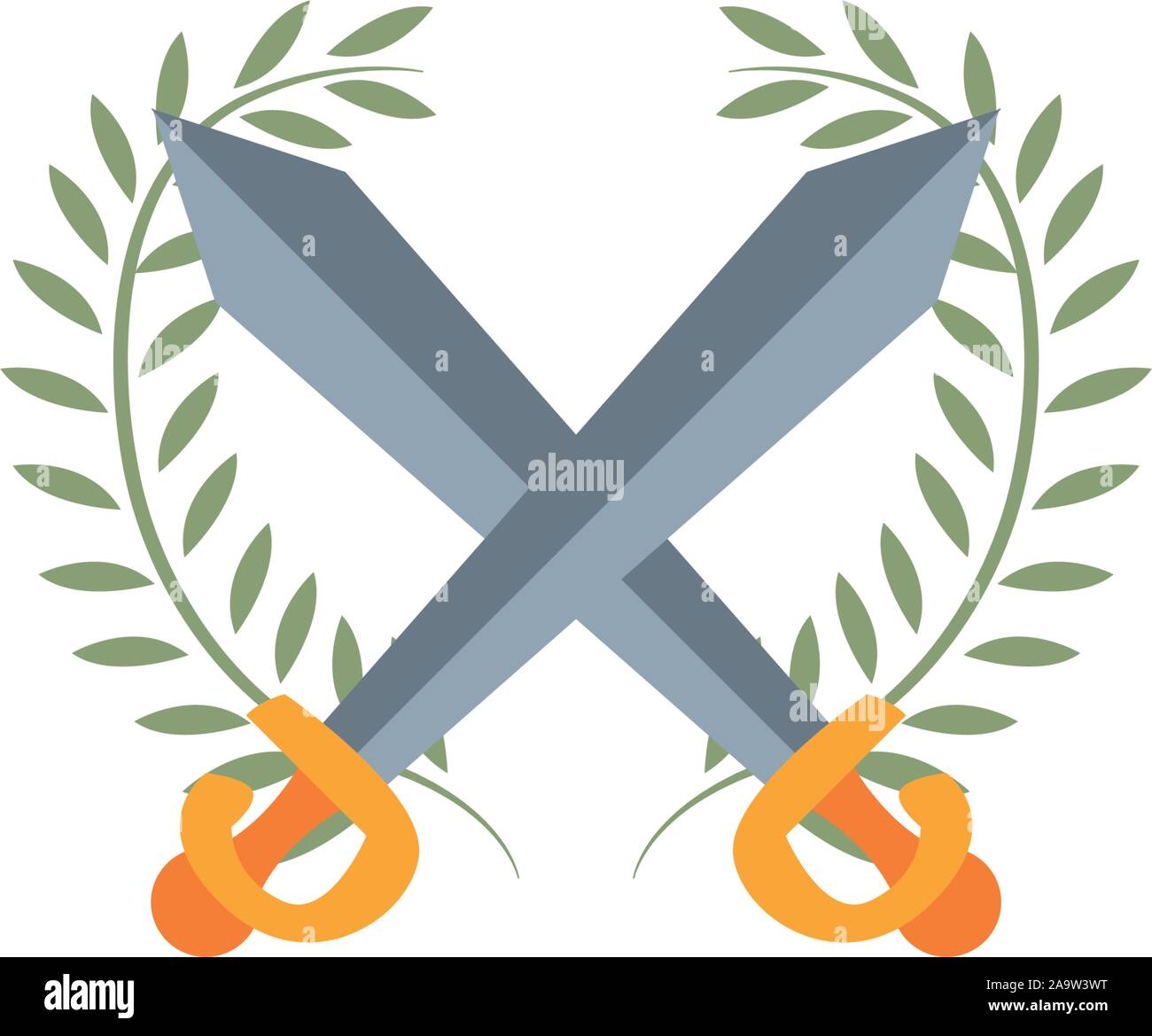 sword emblem antique medieval flat design vector illustration Stock ...