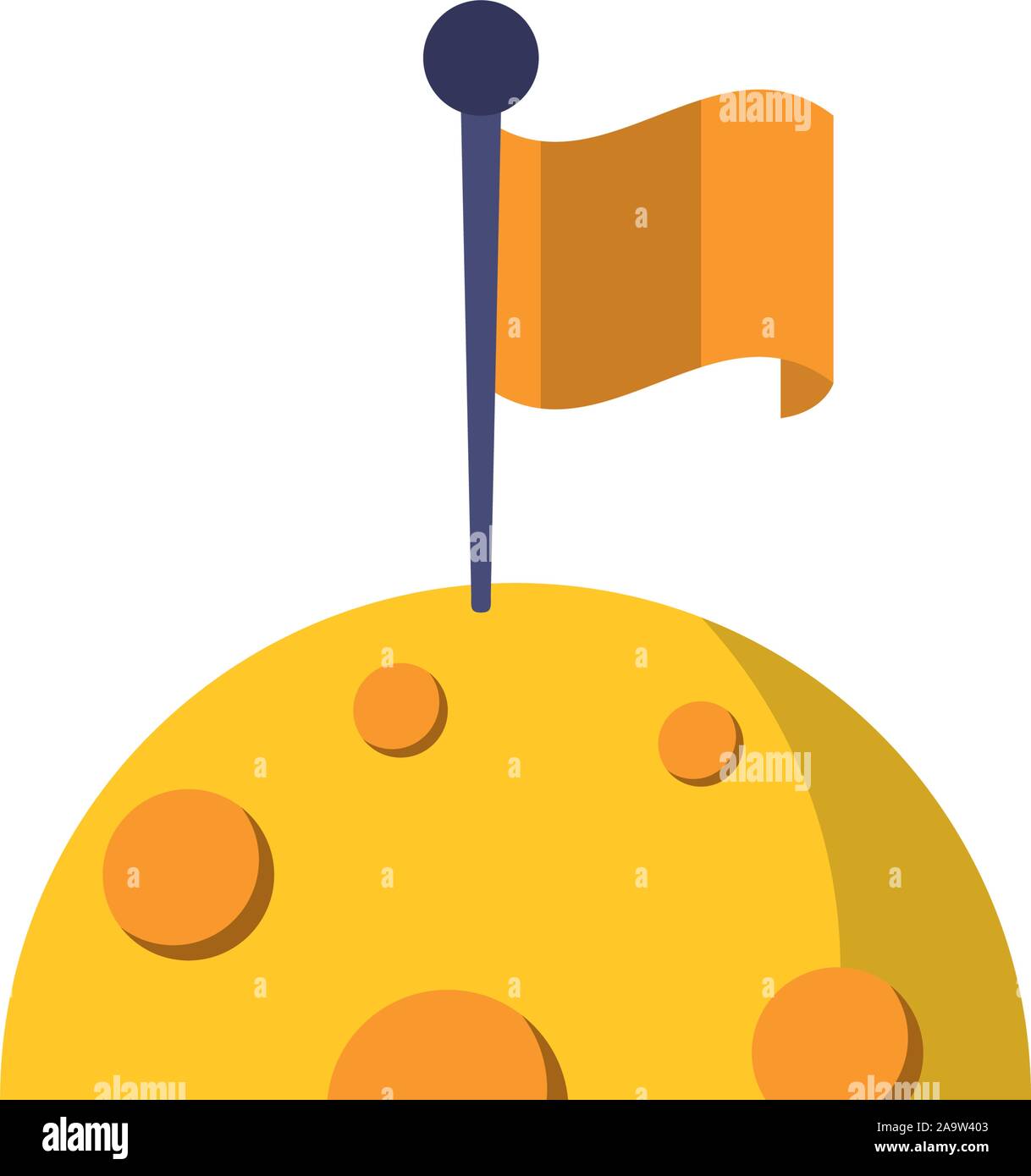 moon with flag line and fill image vector illustration Stock Vector ...