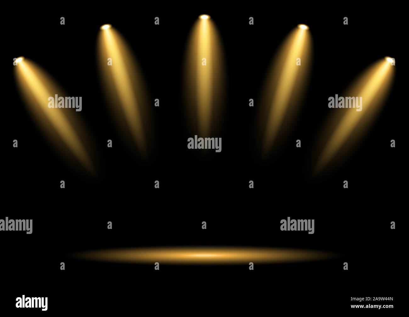 5 golden spotlights on dark background, stock vector Stock Vector Image ...