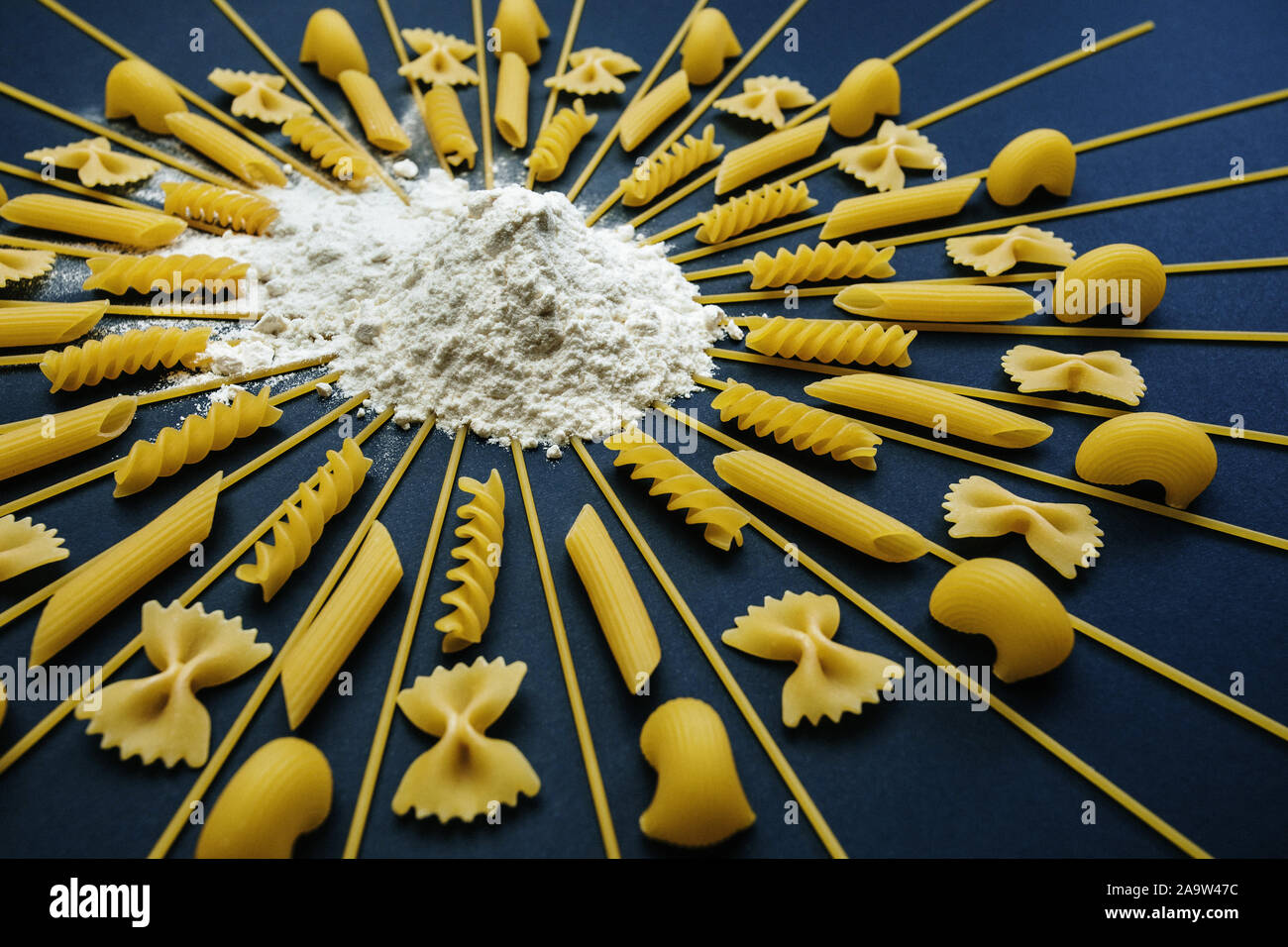 Different types italian uncooked pasta hi-res stock photography and ...