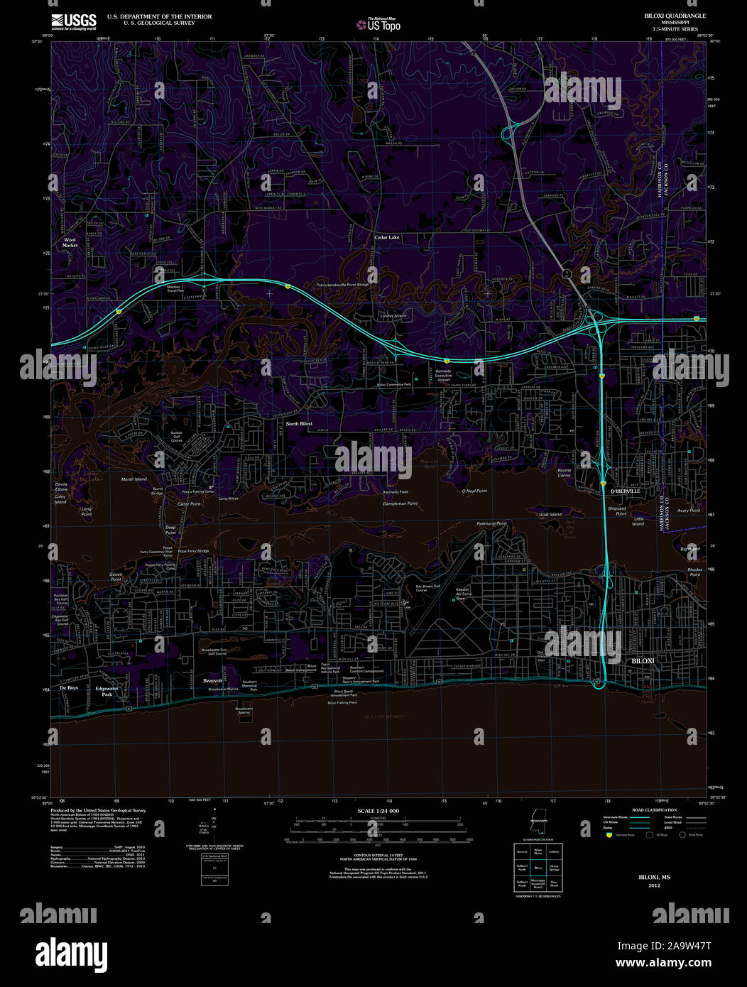Map of biloxi mississippi hi-res stock photography and images - Alamy