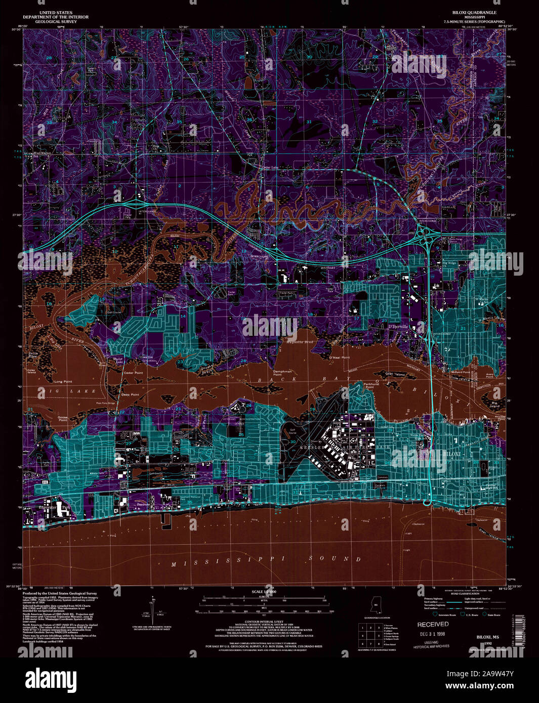 Map of biloxi mississippi hi-res stock photography and images - Alamy