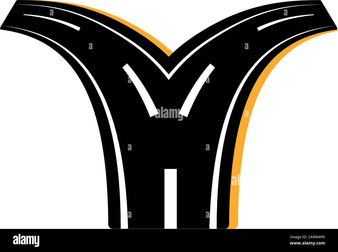 forked road asphalt flat image vector illustration Stock Vector Image ...