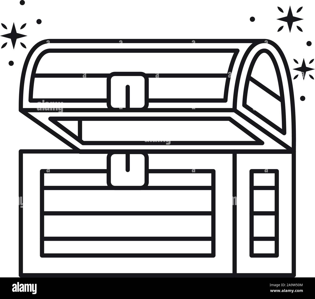 wooden chest fantasy line design vector illustration Stock Vector Image ...