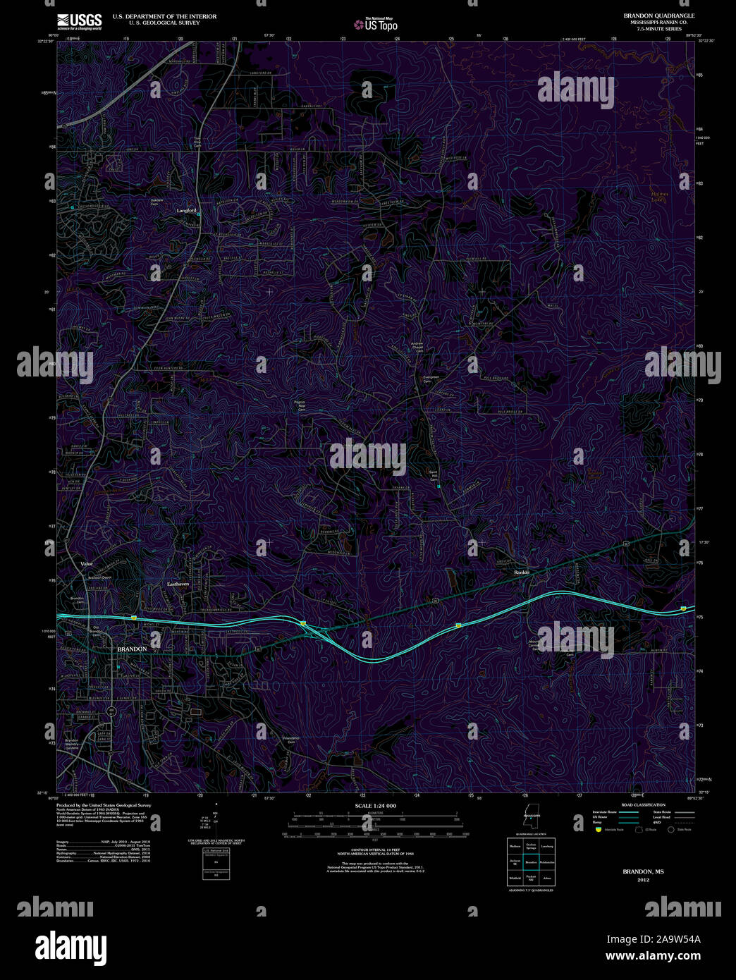 Map of brandon mississippi hi-res stock photography and images - Alamy
