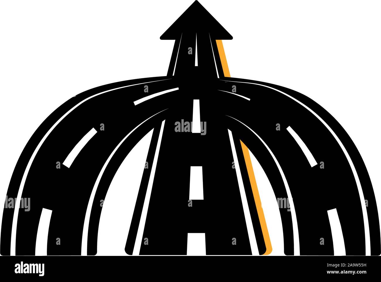 direction arrow asphalt road flat image vector illustration Stock ...