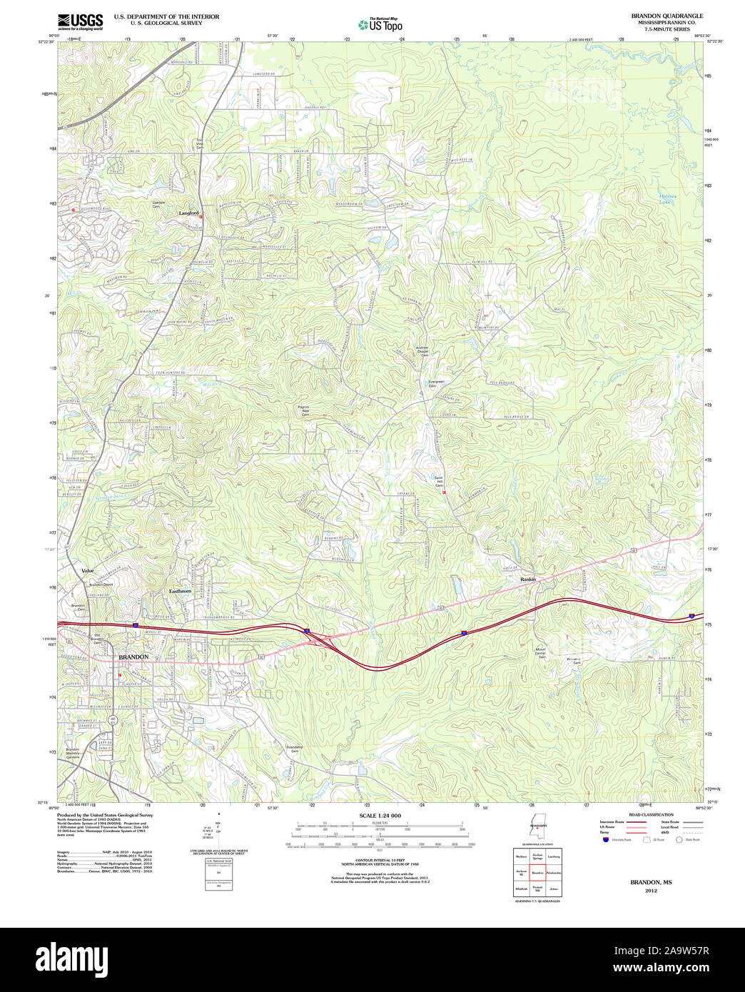 Map of brandon mississippi Cut Out Stock Images & Pictures - Alamy