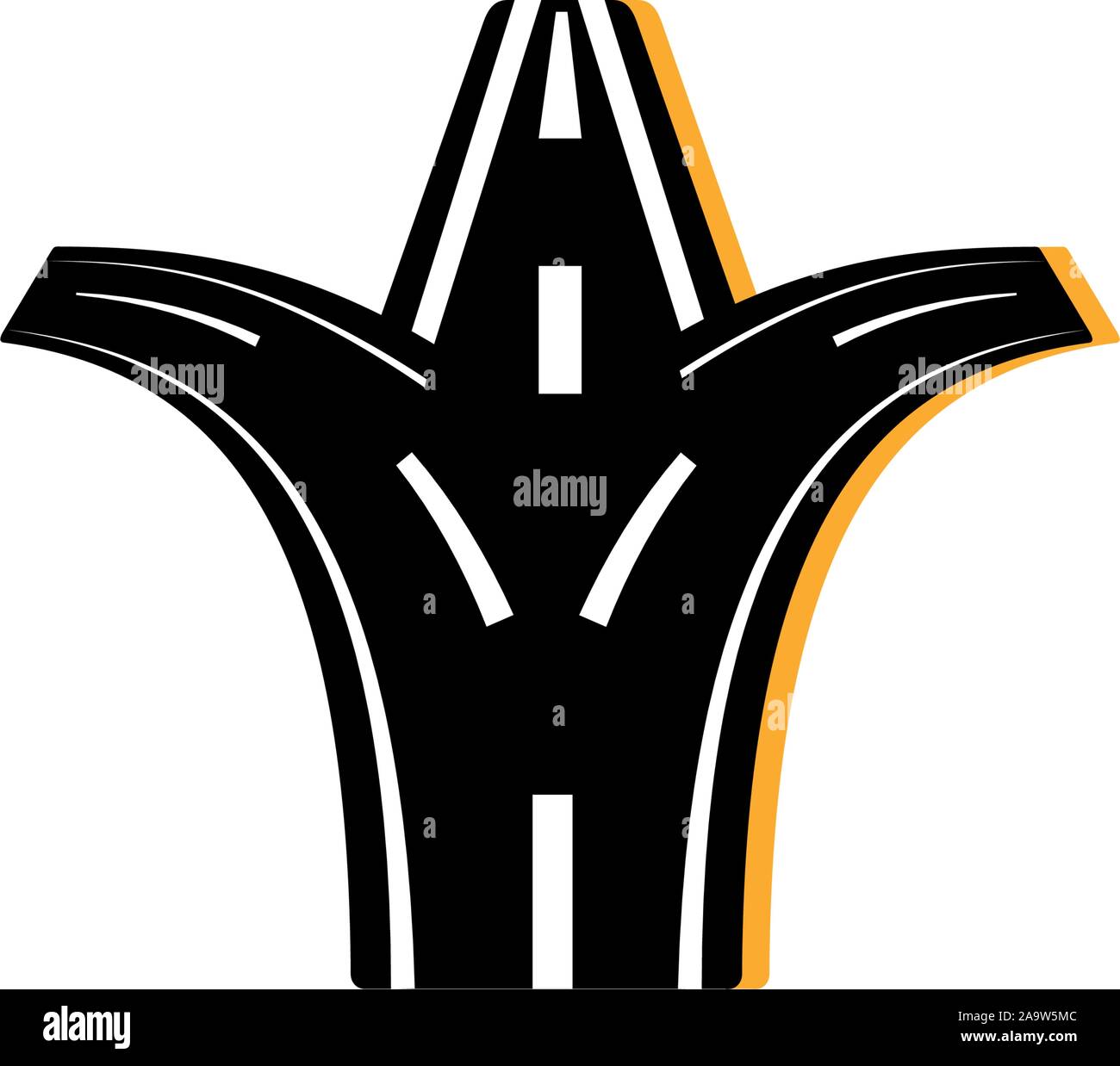 forked road asphalt flat image vector illustration Stock Vector Image ...