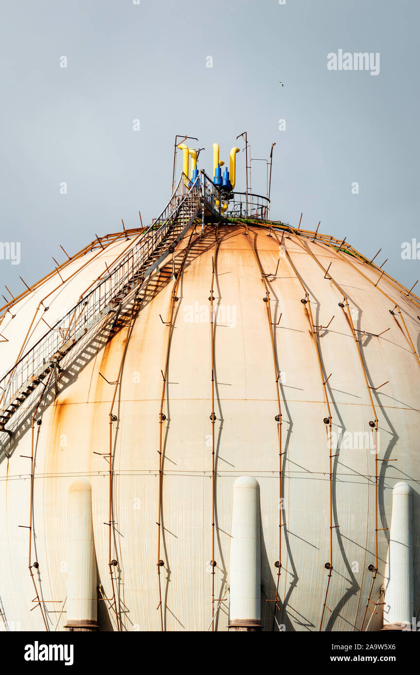Spherical Natural Gas Tank in the Petrochemical Industry in daylight ...