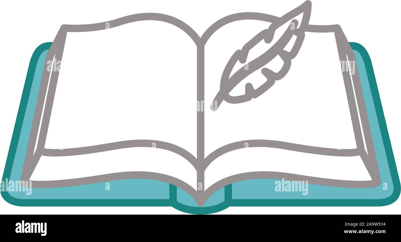 book pen feather fantasy line fill style vector illustration Stock ...