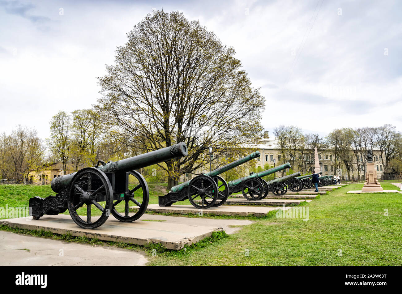 PETERSBURG, RUSSIA-May 5, 2015: Old long-barreled guns. Museum of ...