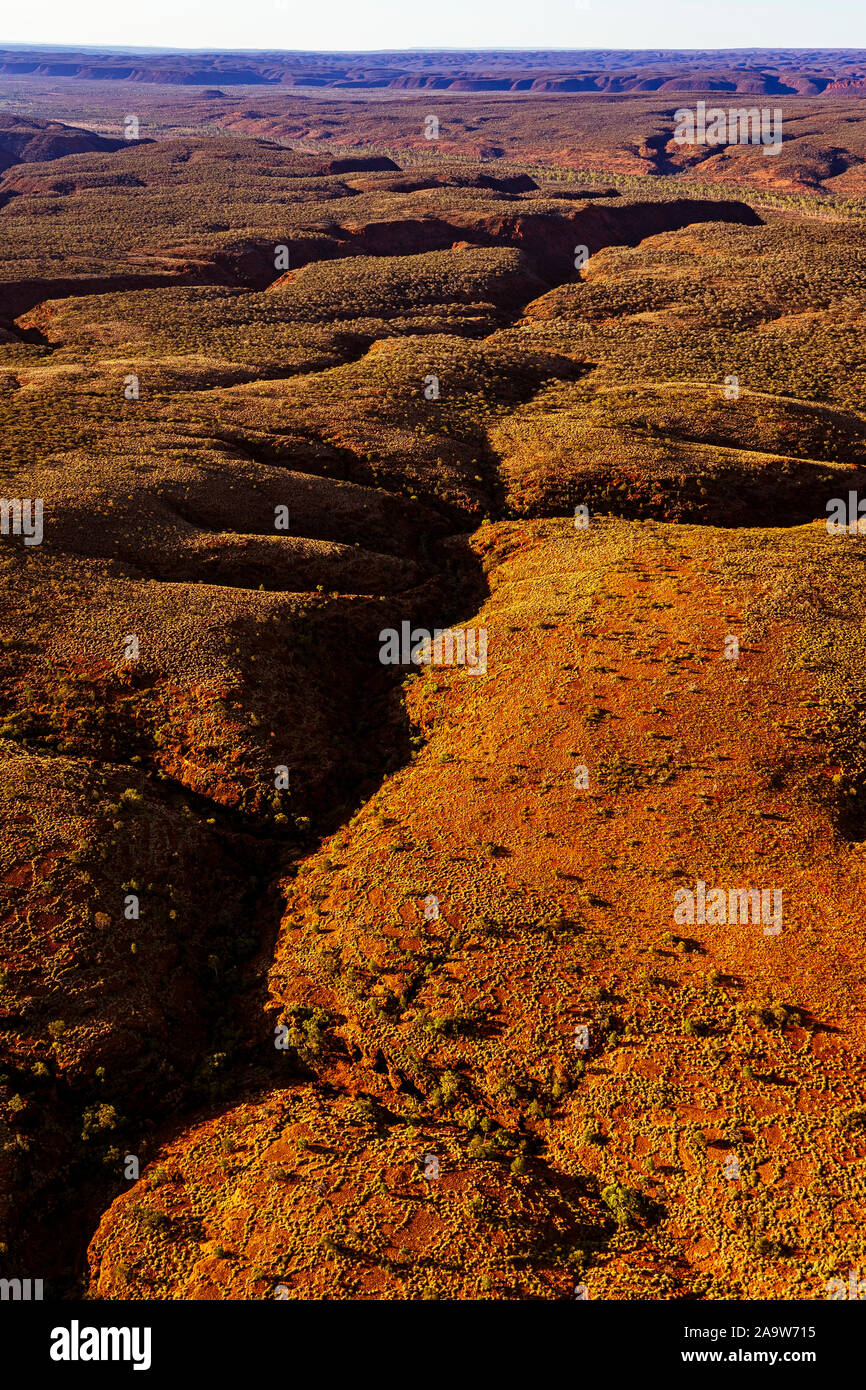 Aerial view of the George Gill ranges in remote central Australia in ...