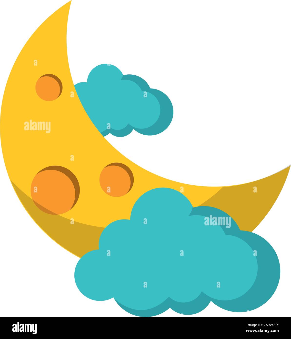 half moon cloud weather flat icon image vector illustration Stock ...