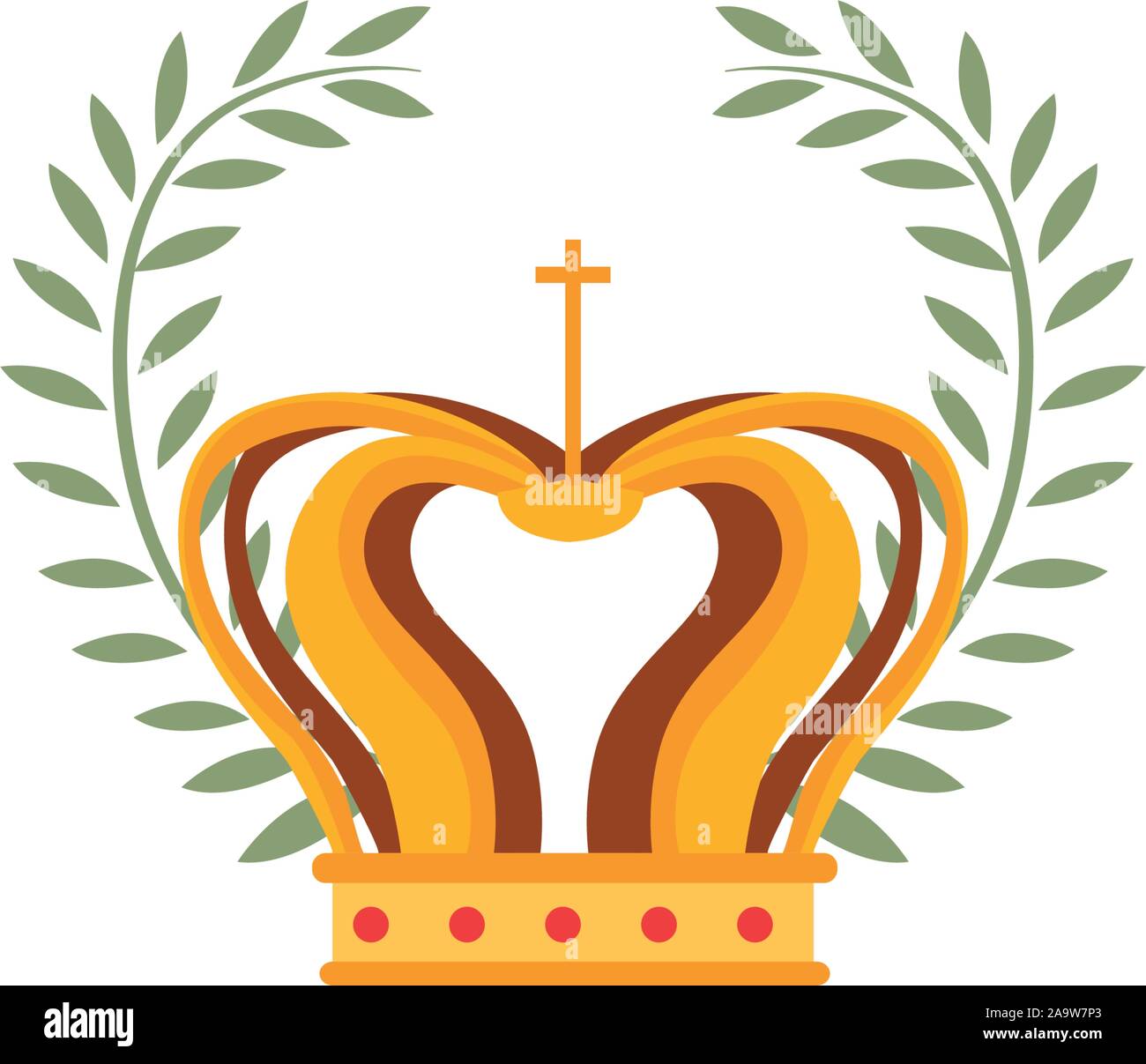 crown monarchy emblem antique medieval flat design vector illustration ...